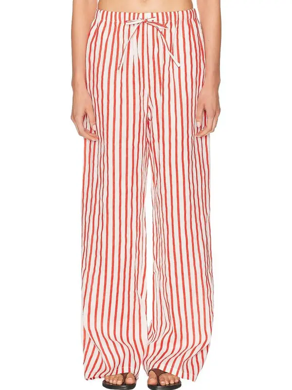 AEXAE Linen Drawstring Trouser - Stripe Red