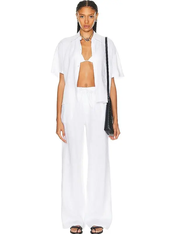 AEXAE Linen Drawstring Trouser - White