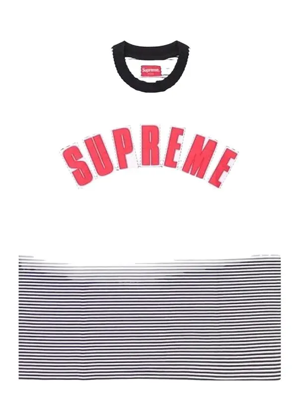 Supreme Arc Appliqué Striped Top - White