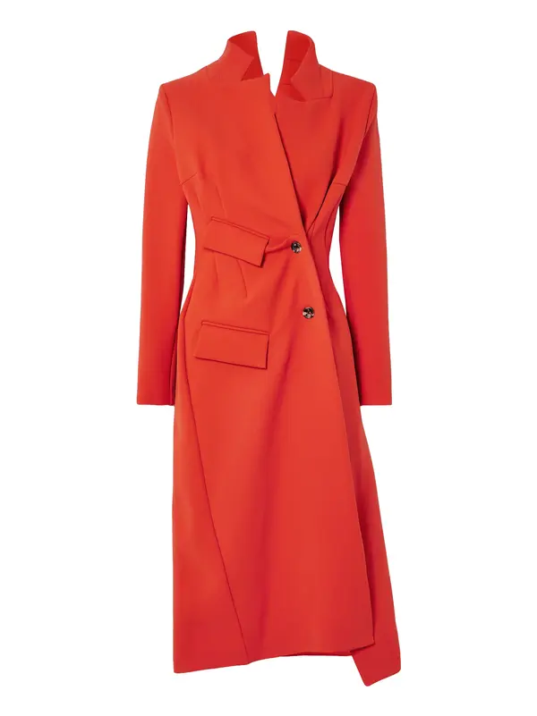 A.W.A.K.E. Mode Asymmetric Stretch-twill Coat - Red
