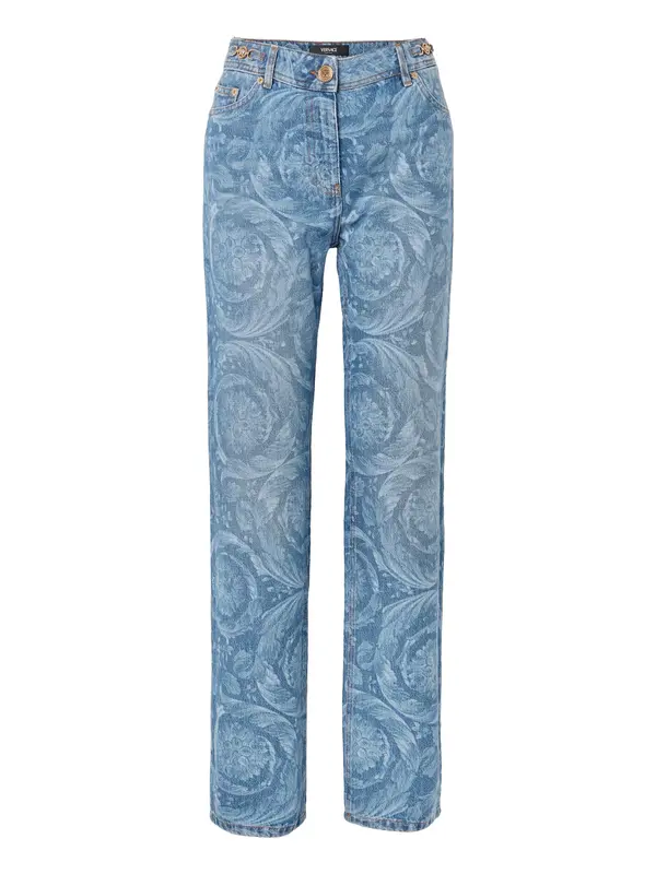 Versace Printed High-rise Straight-leg Jeans - Blue