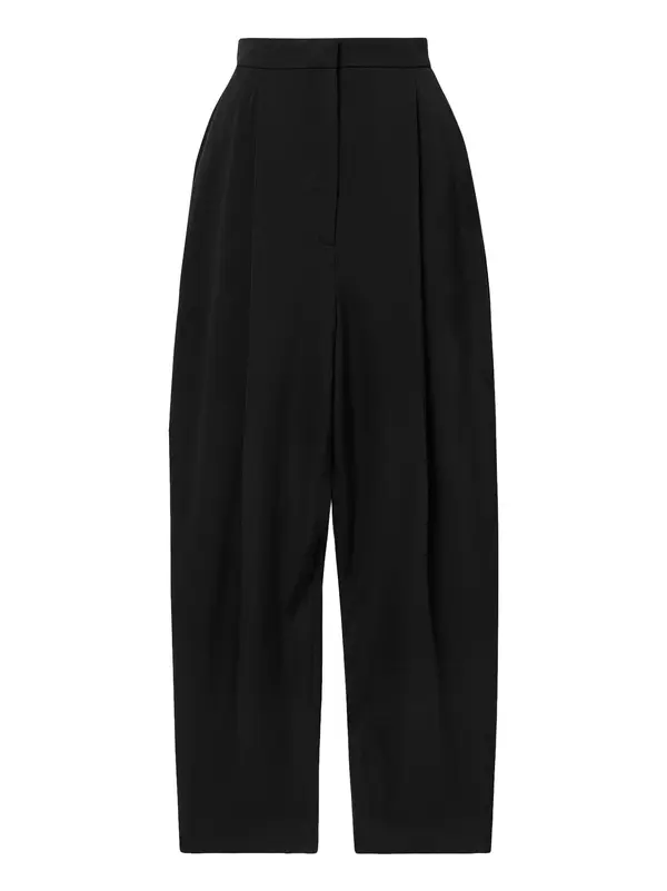 Khaite Ashford Pleated Wool-blend Twill Tapered Pants - Black