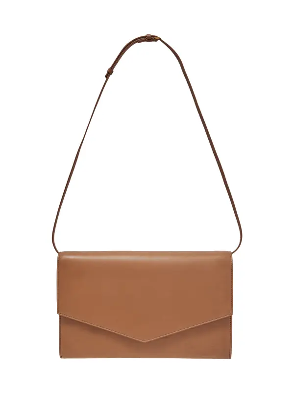THE ROW Envelope Leather Shoulder Bag - Brown
