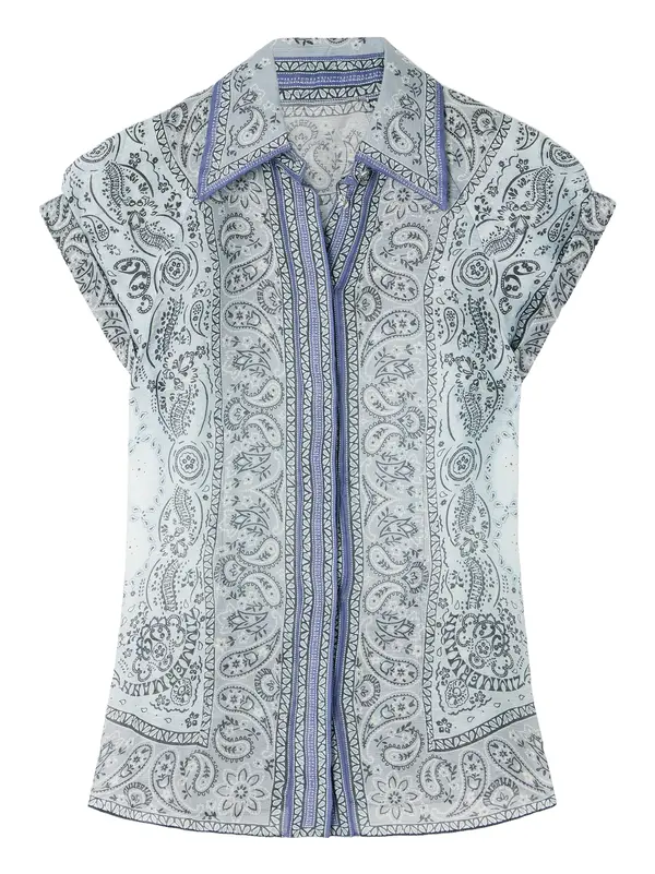 Zimmermann Matchmaker Printed Linen And Silk-blend Shirt - Blue