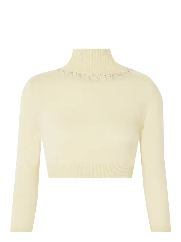 Zimmermann Net Sustain Matchmaker Crystal-embellished Merino Wool Turtleneck Sweater - Yellow