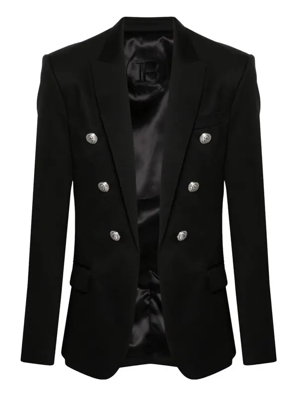 Balmain Button-embellished Wool Blazer - Black