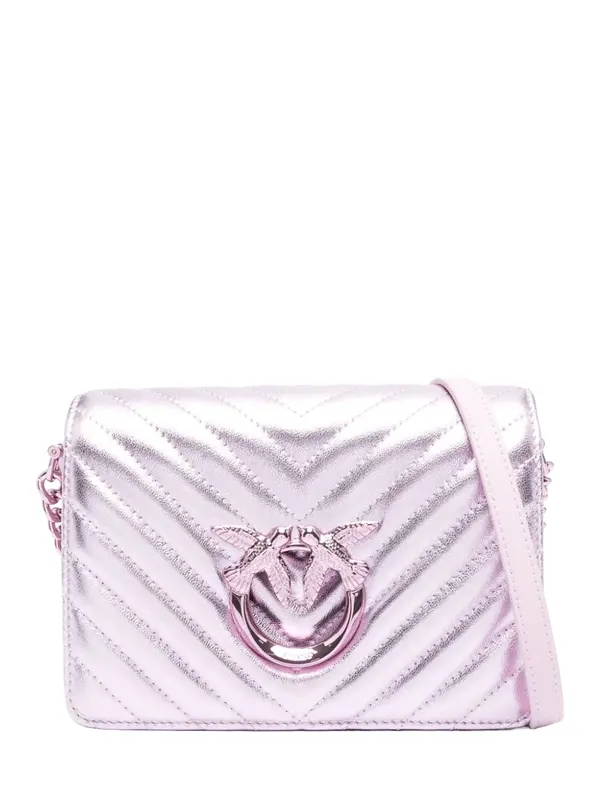 Pinko Matelassé Metallic Crossbody Bag - Purple