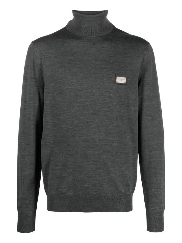 Dolce & Gabbana Logo-appliqué Wool Jumper - Grey