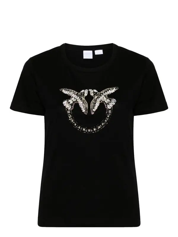 Pinko Love Birds Embellished T-shirt - Black