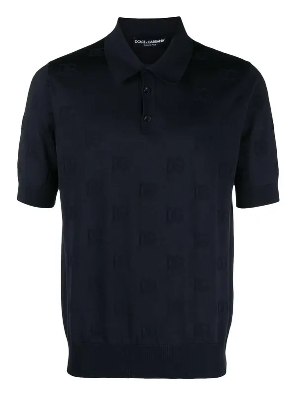 Dolce & Gabbana Logo-jacquard Silk Polo Shirt - Blue