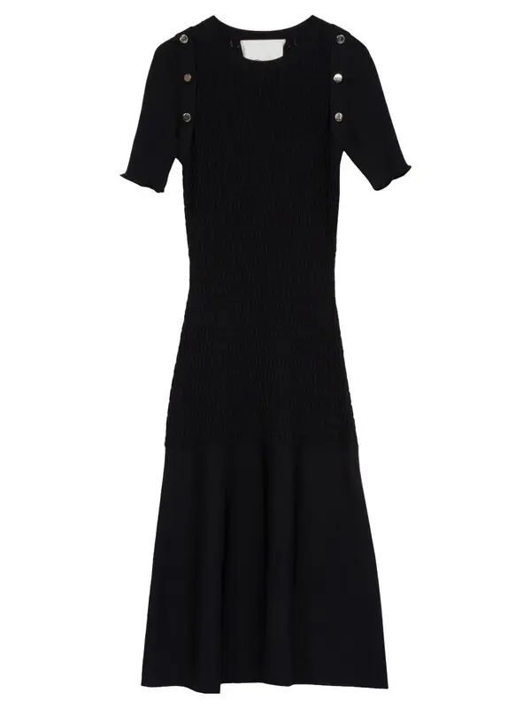 3.1 Phillip Lim Honeycomb-knit Flared Midi Dress - Black