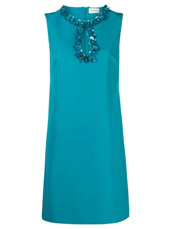 P.a.r.o.s.h Cut-out Floral Column Dress - Blue