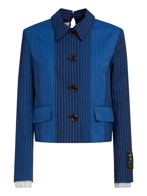 Marni Pinstripe Virgin Wool Jacket - Blue