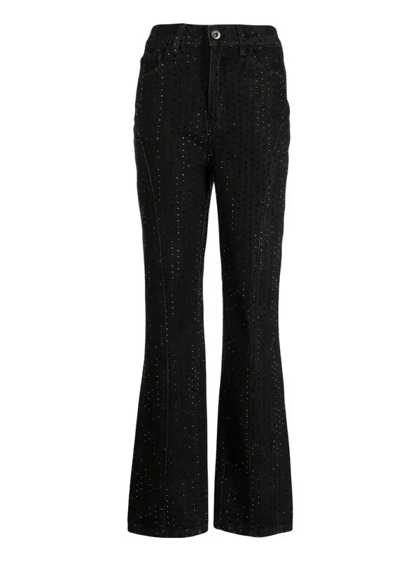 SELF-PORTRAIT Embellished Flared Jeans - Black