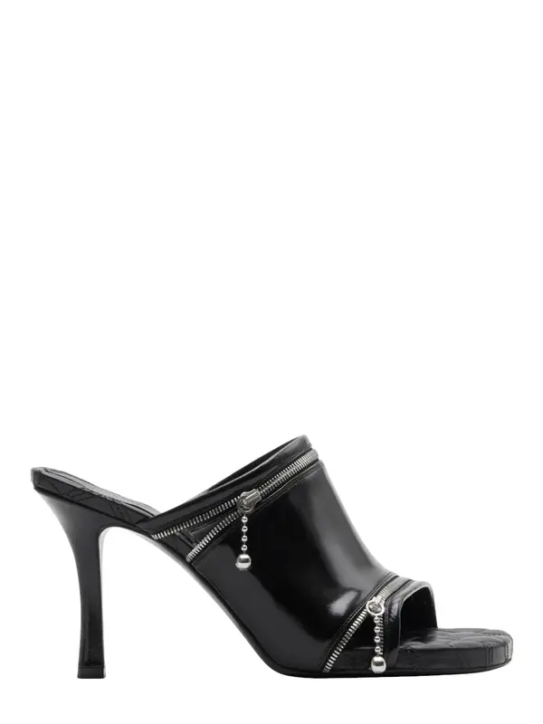 Burberry Peep 85mm Leather Sandals - Black