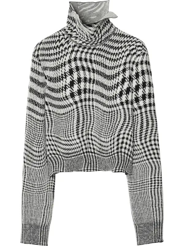 Burberry High-neck Houndstooth Jacquard Jumper - Black