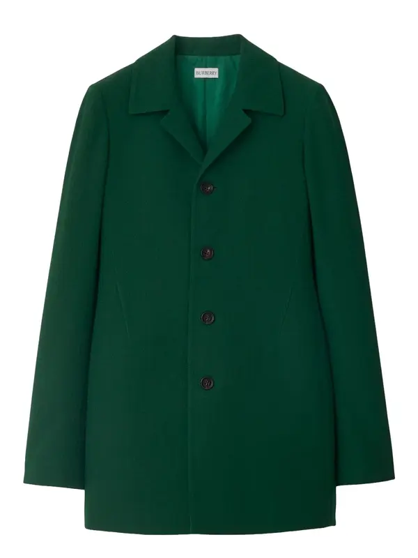 Burberry Single-breasted Wool Coat - Green