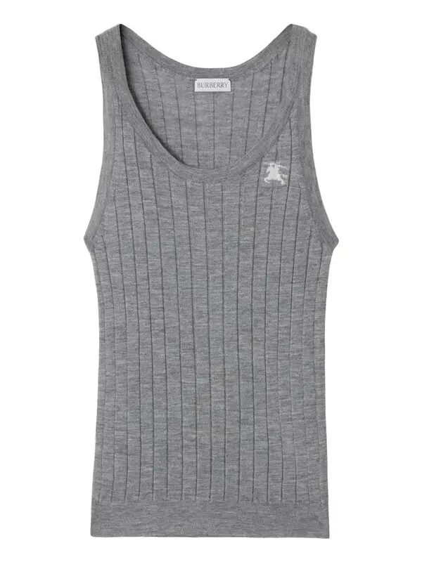 Burberry Intarsia Logo Cashmere Vest - Grey