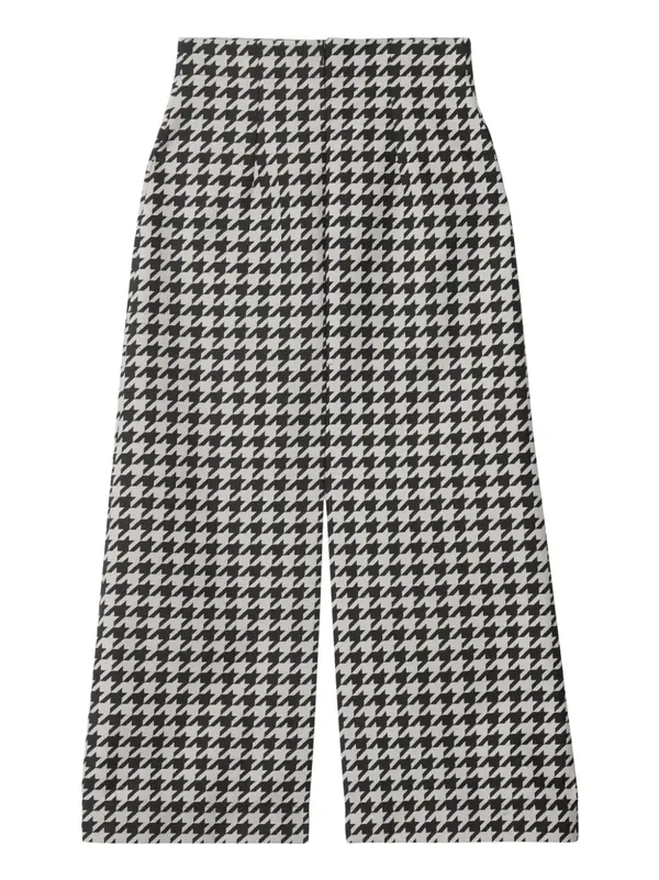 Burberry Houndstooth-pattern Gabardine Cropped Trousers - Black