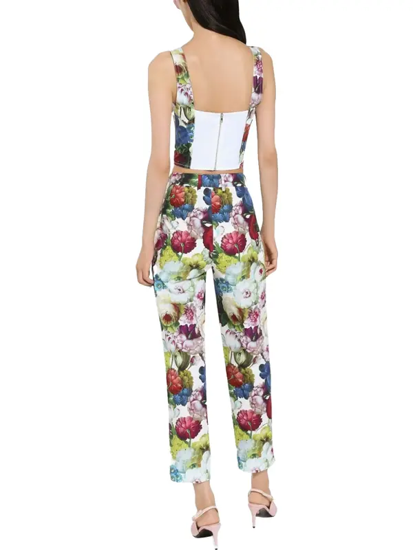 Dolce & Gabbana Floral-print Cropped Trousers - White