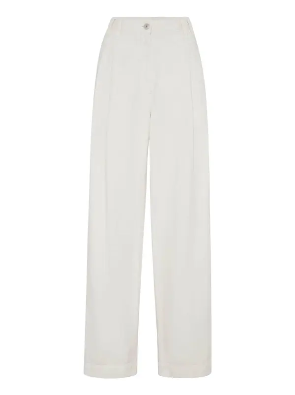 Brunello Cucinelli High-waisted Trousers - White