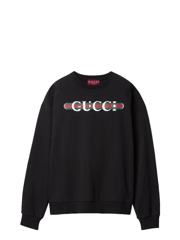 Gucci Printed Cotton Jersey Sweatshirt - Black