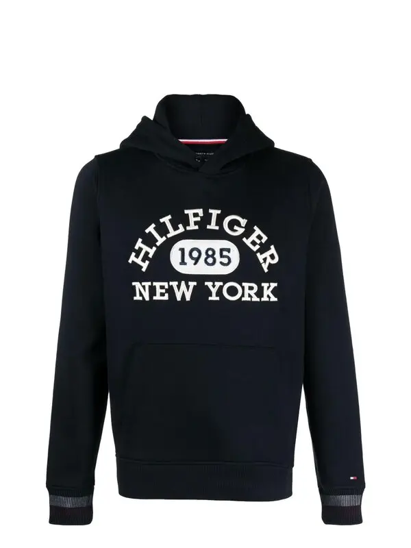 Tommy Hilfiger Embroidered Logo Cotton Hoodie - Blue