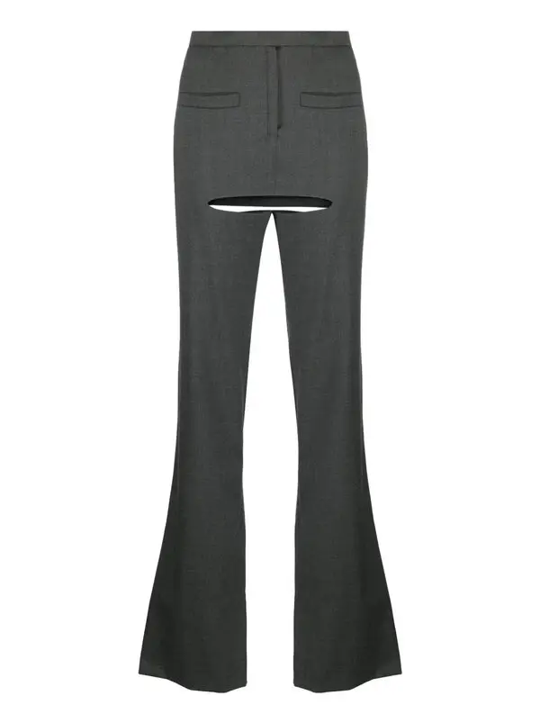 COURREGES Cut-out Tailored Wool Trousers - Grey