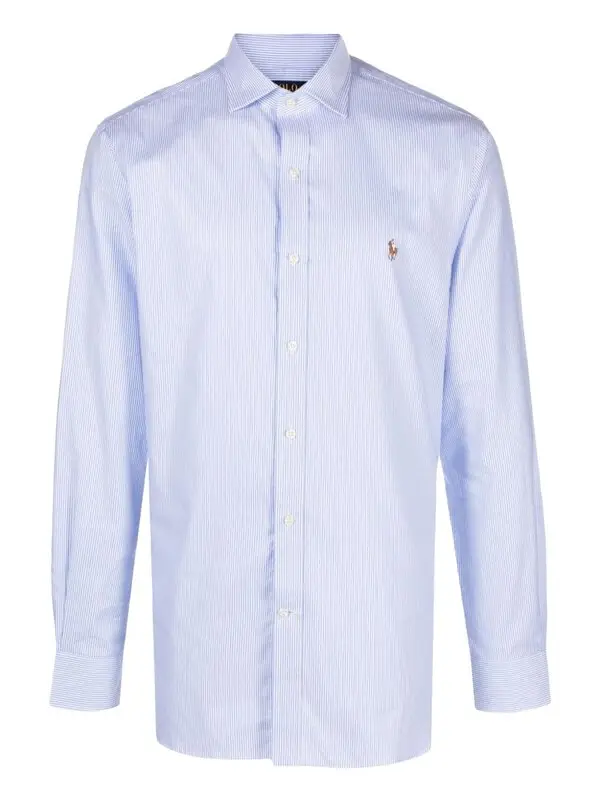 Polo Ralph Lauren Embroidered-logo Striped Shirt - Blue
