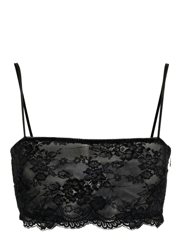 Blumarine Floral-lace Crop Top - Black