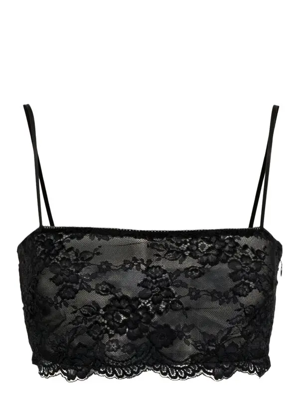 Blumarine Floral-lace Crop Top - Black