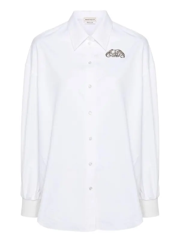 Alexander McQueen Crystal-embellished Cotton Shirt - White