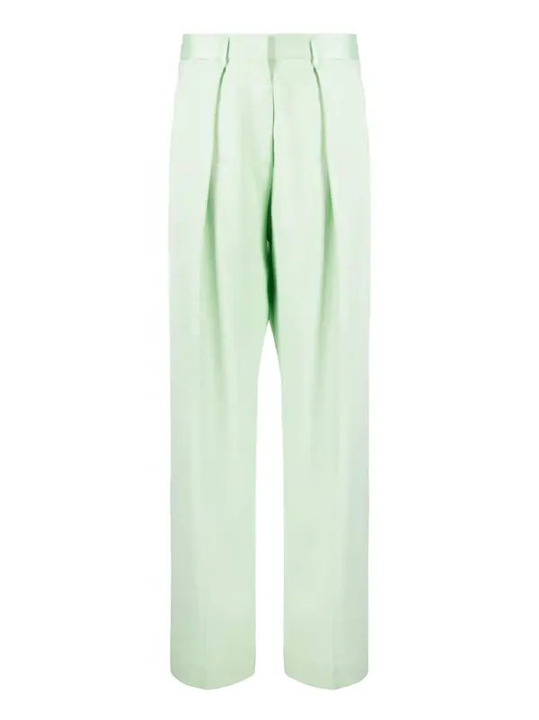 FORTE_FORTE Pleat-detail High-rise Wide-leg Pants - Green