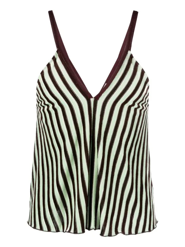 FORTE_FORTE Striped V-neck Top - Green