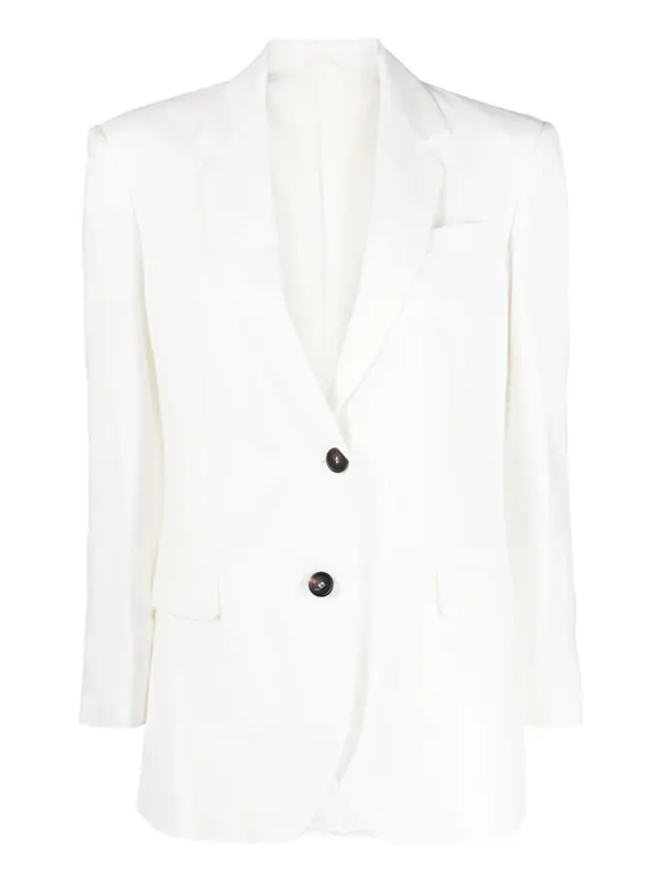 Brunello Cucinelli Notch-lapels Single-breasted Blazer - White