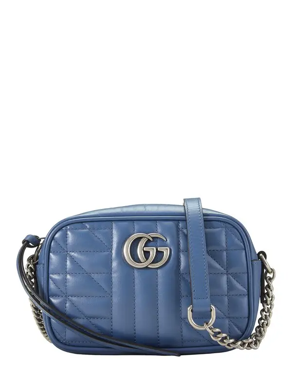 Gucci Leather Gg Marmont Bag - Blue