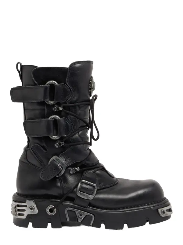 Rabanne X New Rock Buckled Leather Boots - Black