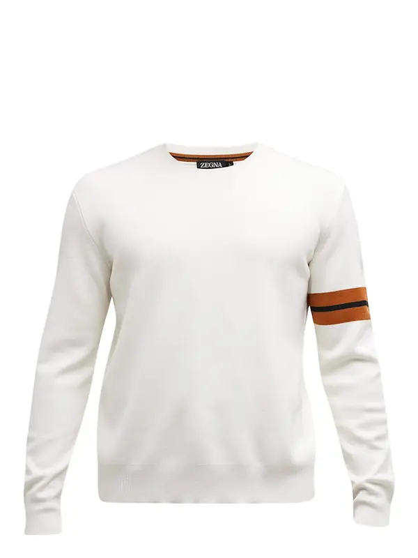 Zegna Signifier Sleeve Crewneck Sweater - White