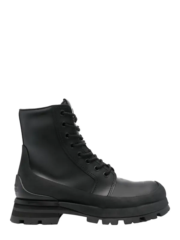 Alexander McQueen Lace-up Leather Boots - Black