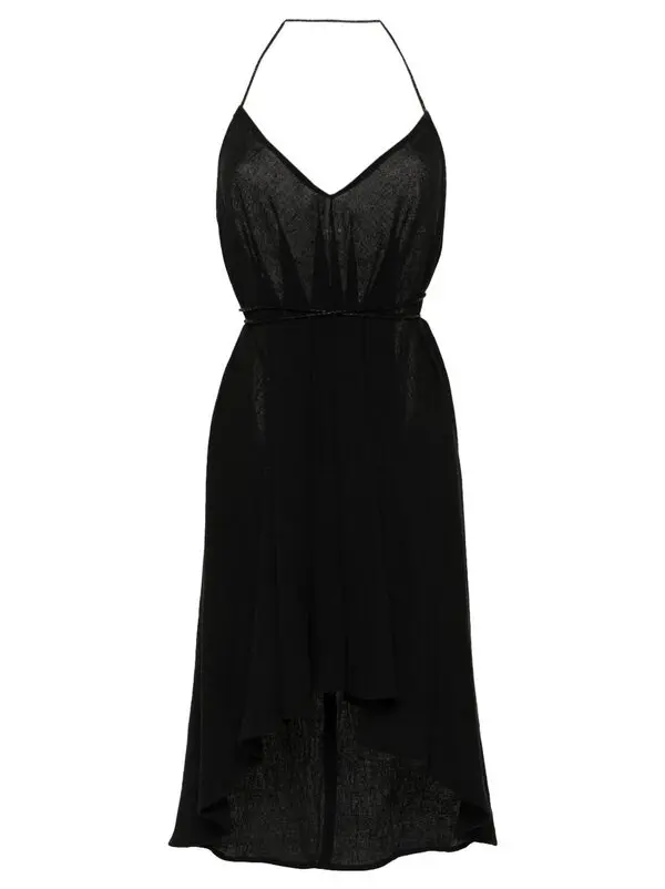 Caravana Asymmetric Halterneck Dress - Black