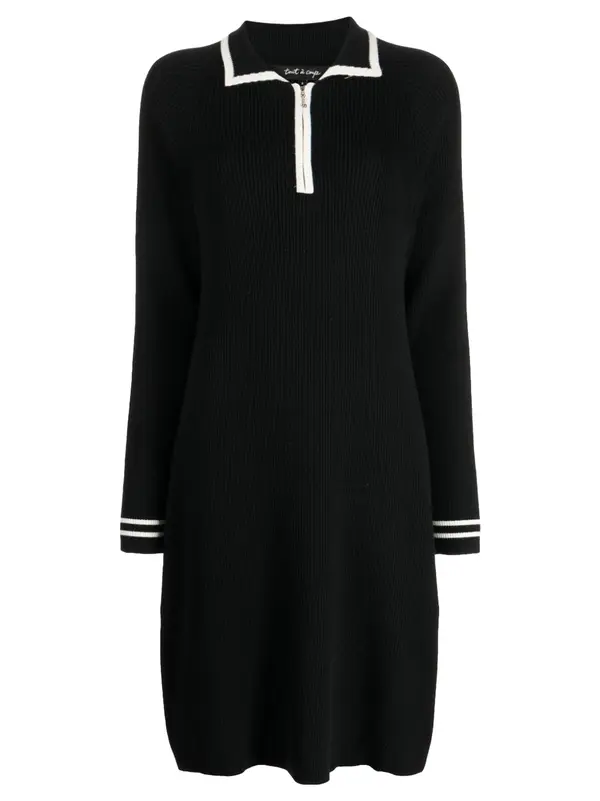 TOUT A COUP Stripe-trim Polo Dress - Black