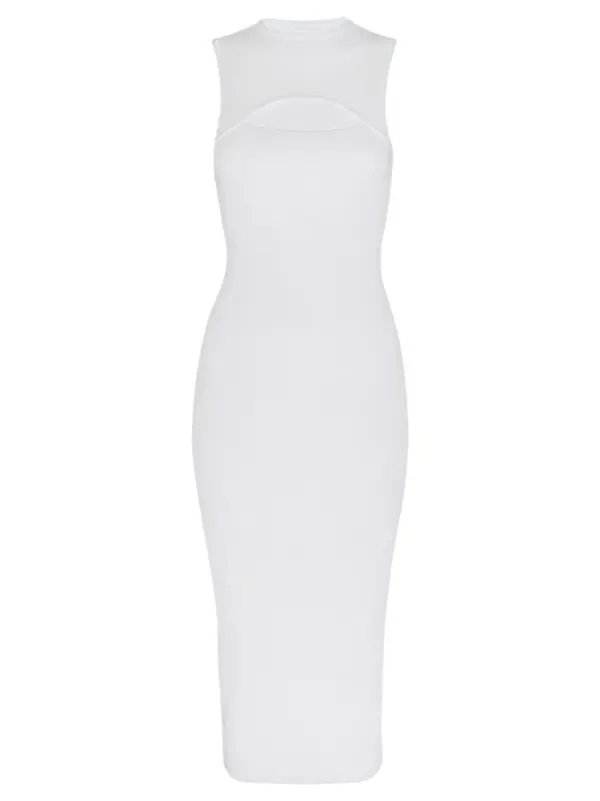 Victoria Beckham Fitted Midi Dress With Cut-out Detailing - White