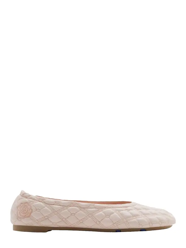 Burberry Sadler Leather Ballerina Shoes - Pink