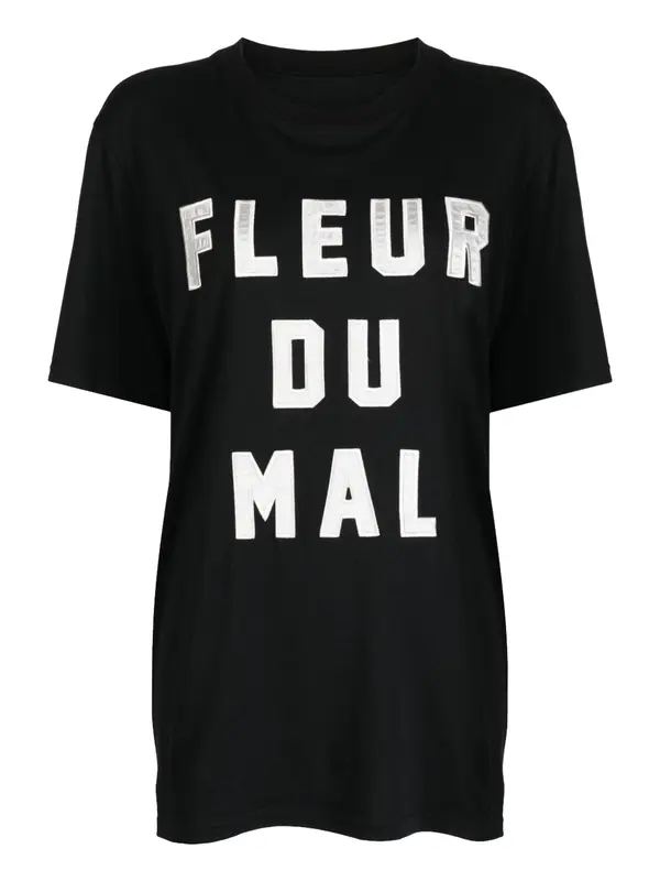 Fleur Du Mal Logo-embroidered T-shirt - Black