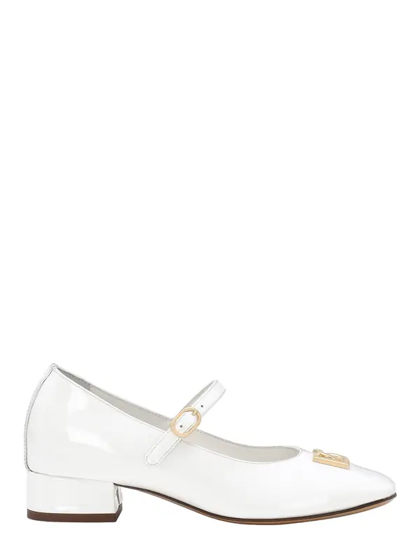 Dolce & Gabbana Patent Leather Ballet Flats With Heel - White