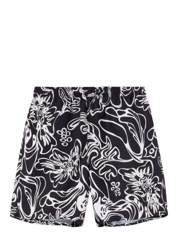 StÜssy Wavy Hawaiian Water Short - Black