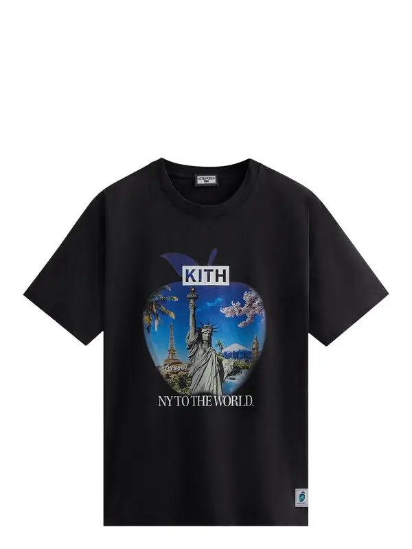 Kith New York To The World Souvenir Vintage Tee - Black
