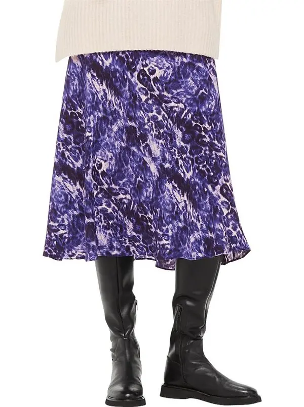 Whistles Leopard Print Bias Skirt - Purple/multi