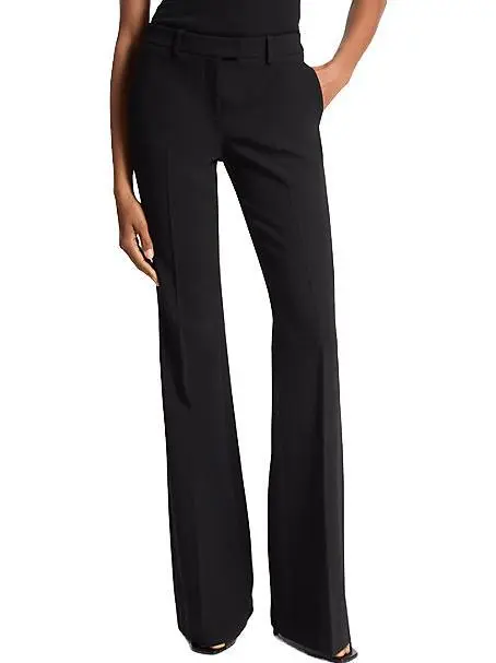 Michael Kors Haylee Stretch Pebble Crepe Flared Trousers - Black