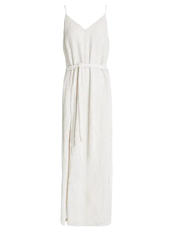 Retrofete Rebecca Sequined Chiffon Maxi Dress - White